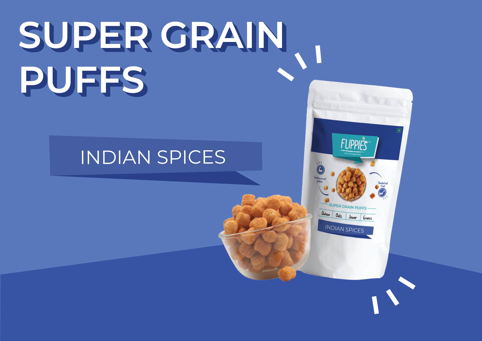 Buy Super Grain Puff Indian Spices from Flippies, Mumbai Online — Foodwalas
