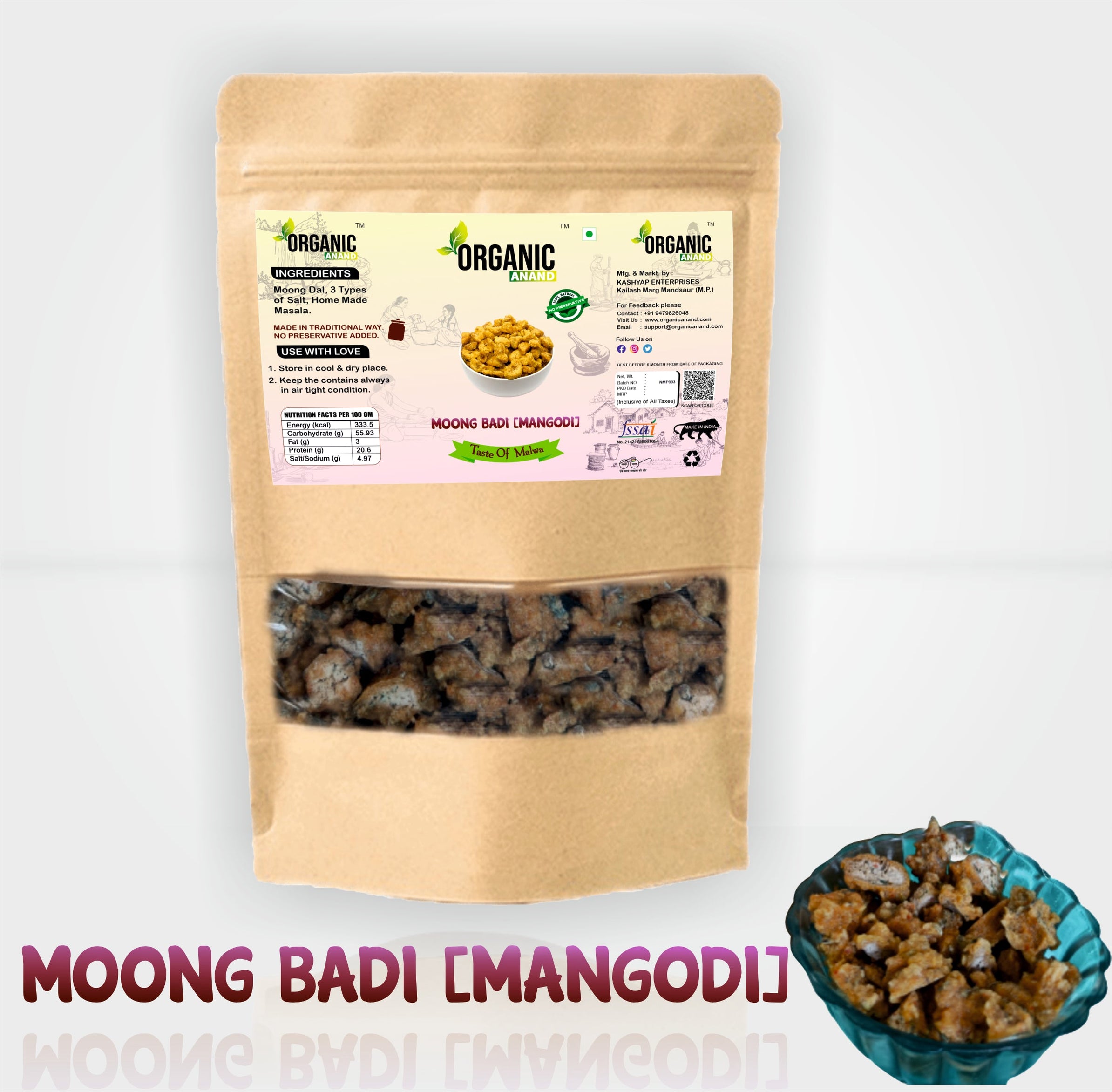 Buy Moong Badi (Mangodi) from Organic Anand, Mandsaur Online — Foodwalas